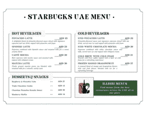 Starbucks Coffee Menu with Prices in UAE (2025)