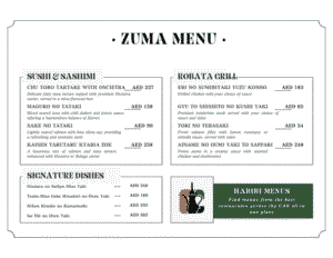 Zuma Restaurant Menu & Prices in UAE (2025) – Sushi, Robata & Calorie Info