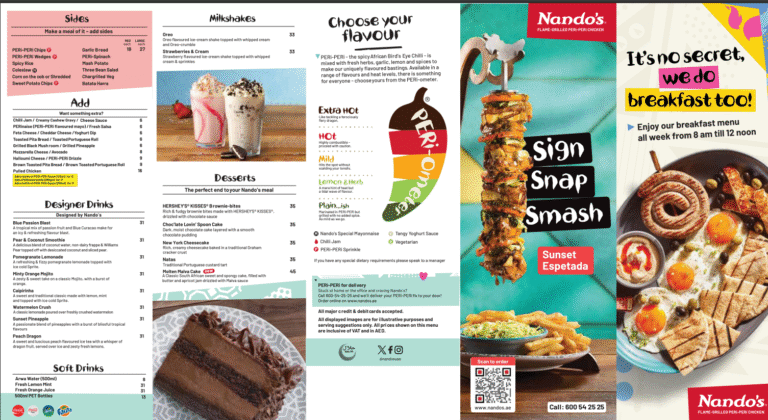 Nando’s UAE Menu with Prices: Grilled Chicken, Platters & Value Meals